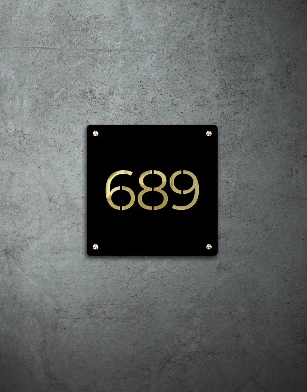 Square Minimalist Mirror House Number Sign